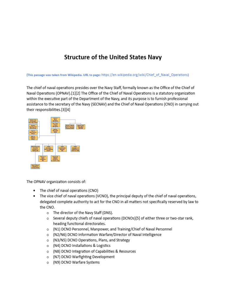 Structure of The United States Navy | PDF | United States Navy ...