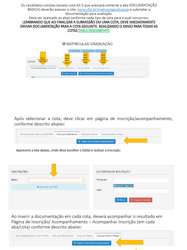 Orientação_Matrícula_Cotas_AA-1_AA-2_AA-4_AA-5_AA-6_AA-7_AA-8 | PDF