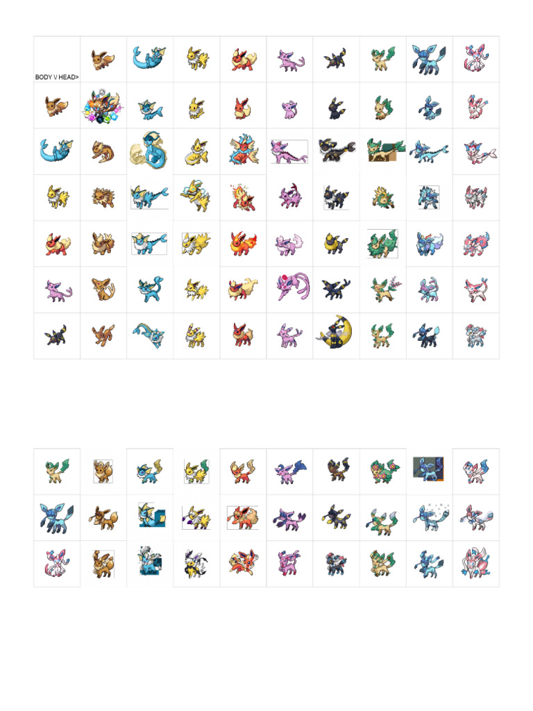 Eevee Fusion Chart - Sheet1 | PDF