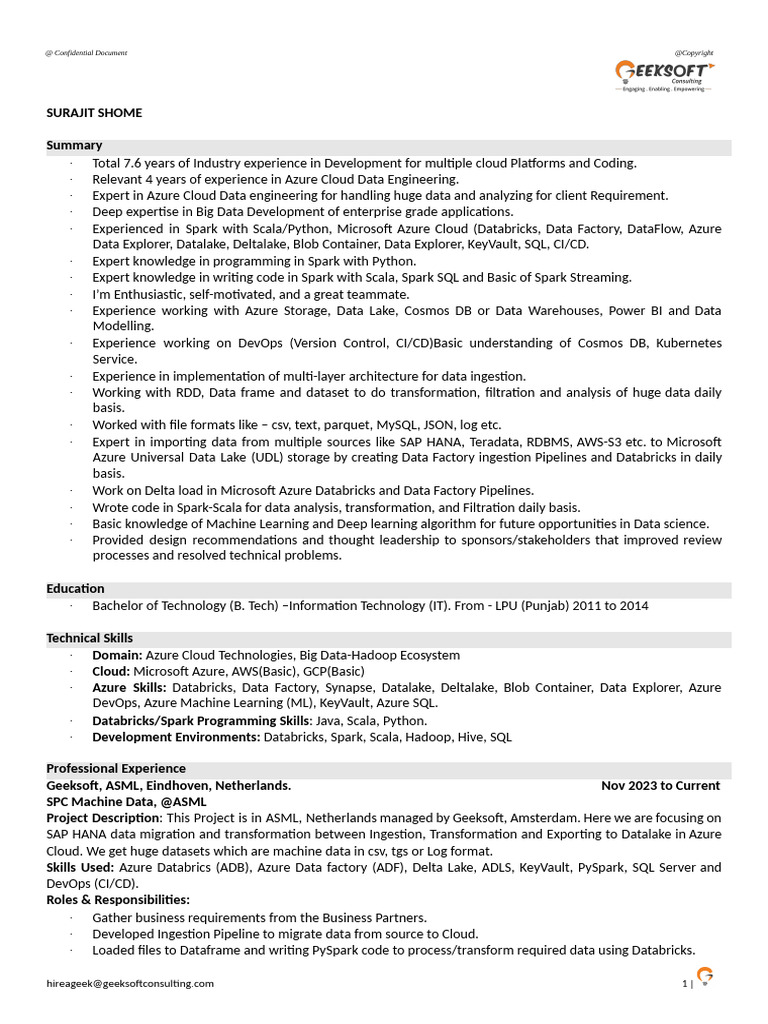 SURAJIT_GeekSoft | PDF | Apache Hadoop | Apache Spark