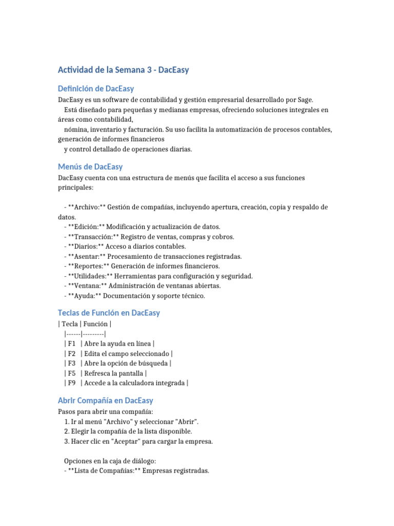 Actividad Semana 3 DacEasy | PDF