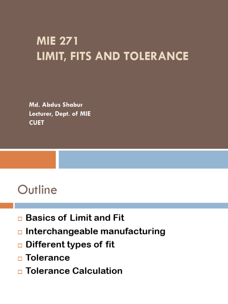 Limit Fit Tolerence Lecture 1 | PDF | Engineering Tolerance | Metrology