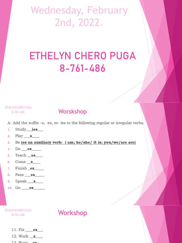 Ethelyn Chero-Regular and Irregular Verbs | PDF | Linguistic Typology ...