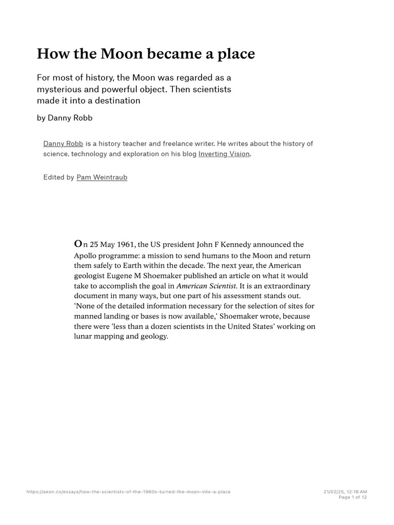 How The Scientists of The 1960s Turned The Moon Into A Place - Aeon ...