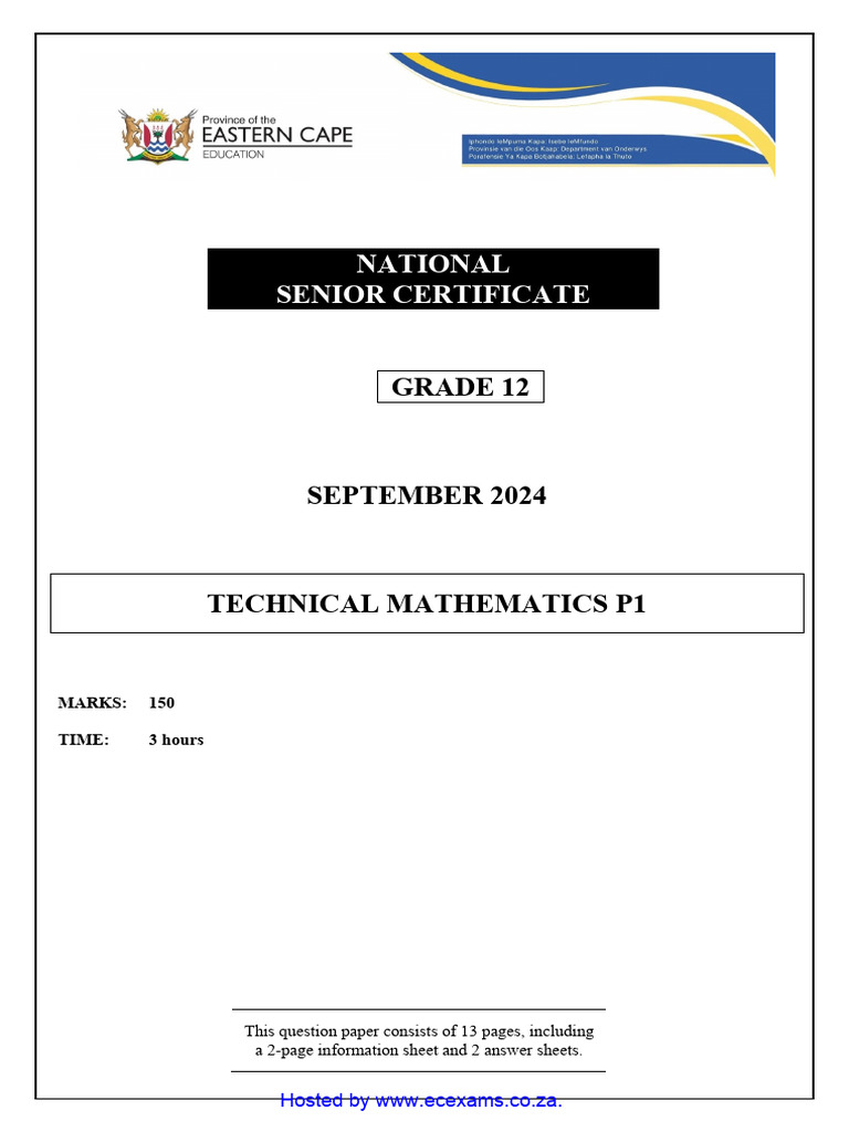 TECH MATHS P1 GR12 QP SEPT2024 - English - Watermark | PDF | Interest ...