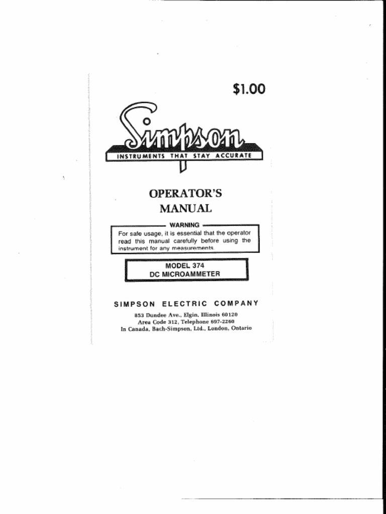 Simpson 374 User | PDF