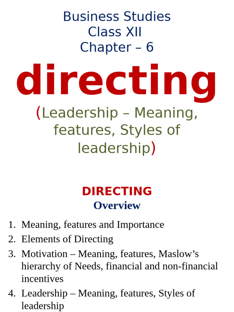 of Directing-Leadership | PDF | Communication | Leadership