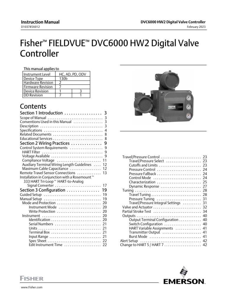 Instruction Manual Fieldvue Dvc6000 Hw2 Digital Valve Controller en 123642 | PDF ...