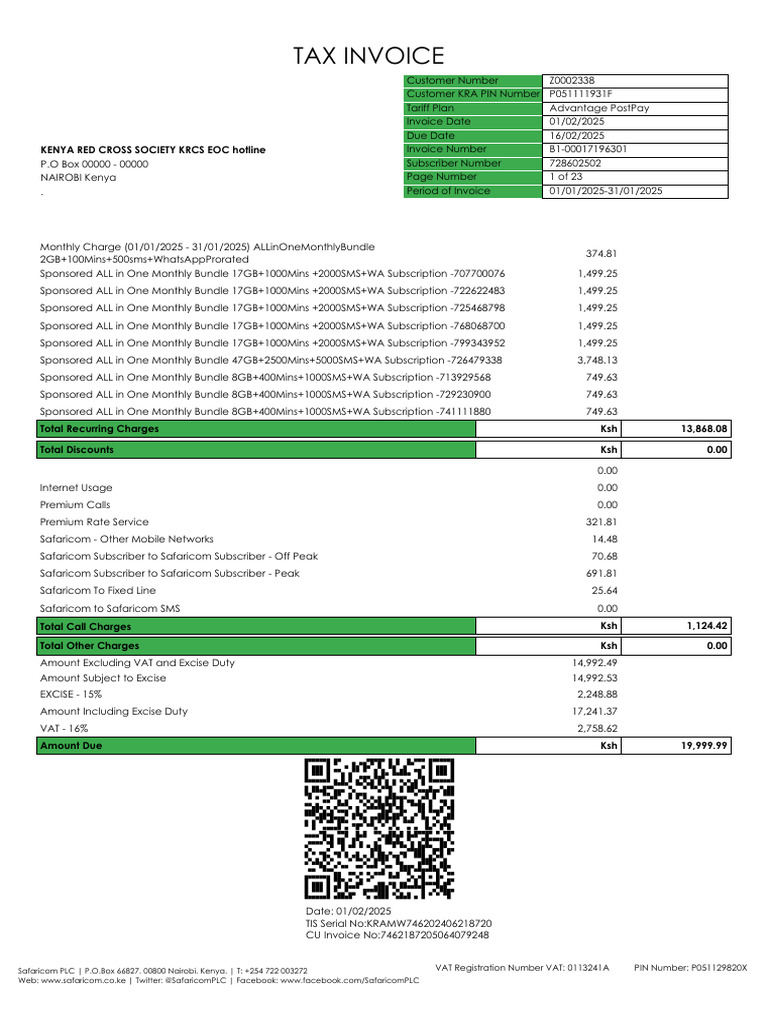 EOC ITEMISED BILL | PDF | Subscription Business Model | Service Industries