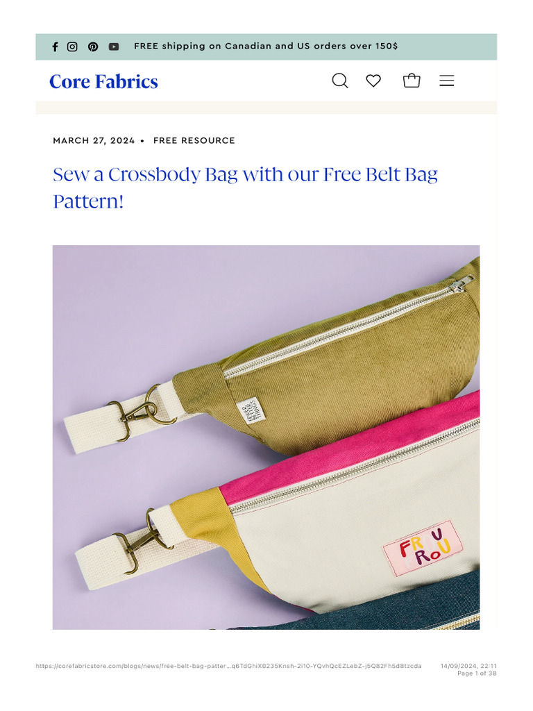 Sew A Crossbody Bag With Our Free Belt Bag Pattern! - Core Fabrics ...