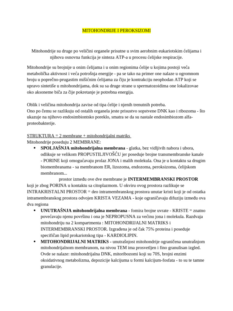 Mitohondrije | PDF