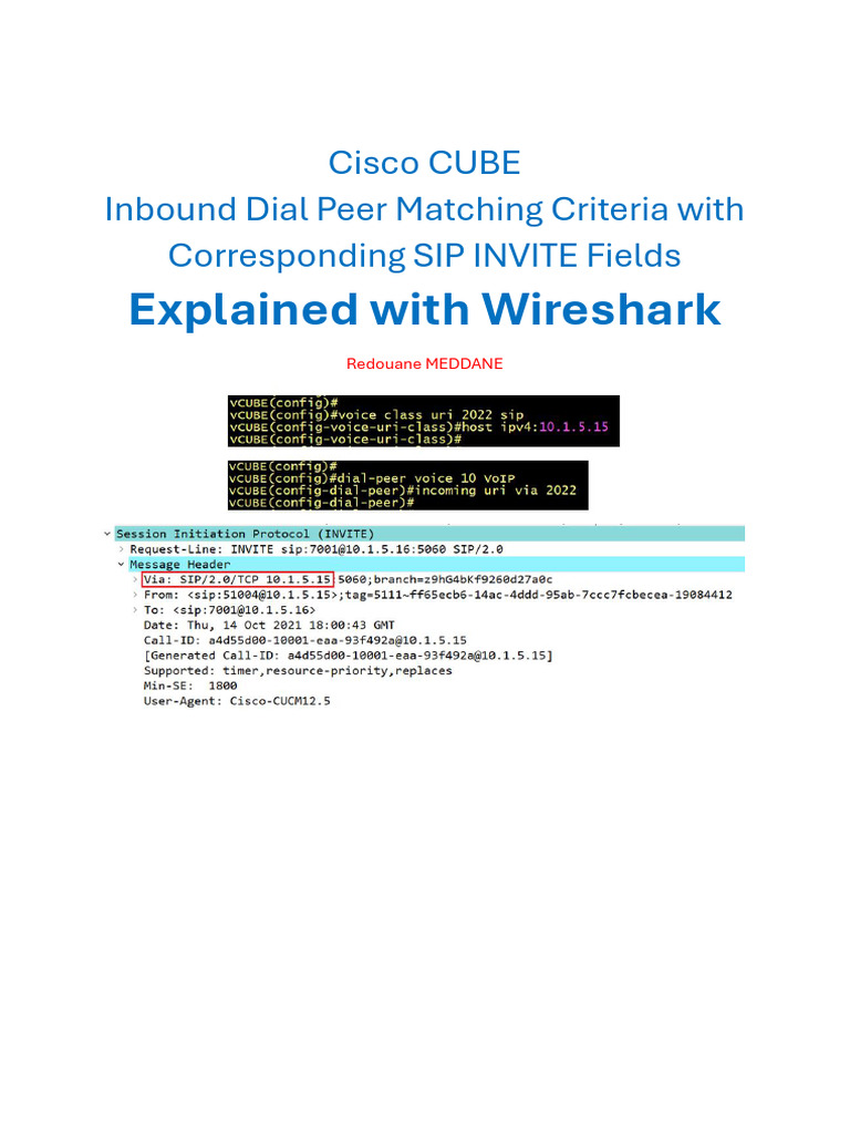 Cisco CUBE Inbound Dial Peer Matching Criteria 1734955177 | PDF