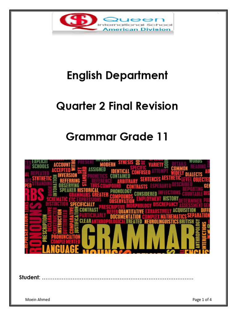 Grade 11 Grammar Revision Guide | PDF | Clause | Sentence (Linguistics)