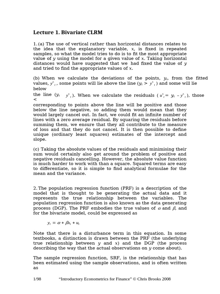 brooks-answers-introductory-econometrics-for-finance | PDF | Errors And Residuals | Regression ...