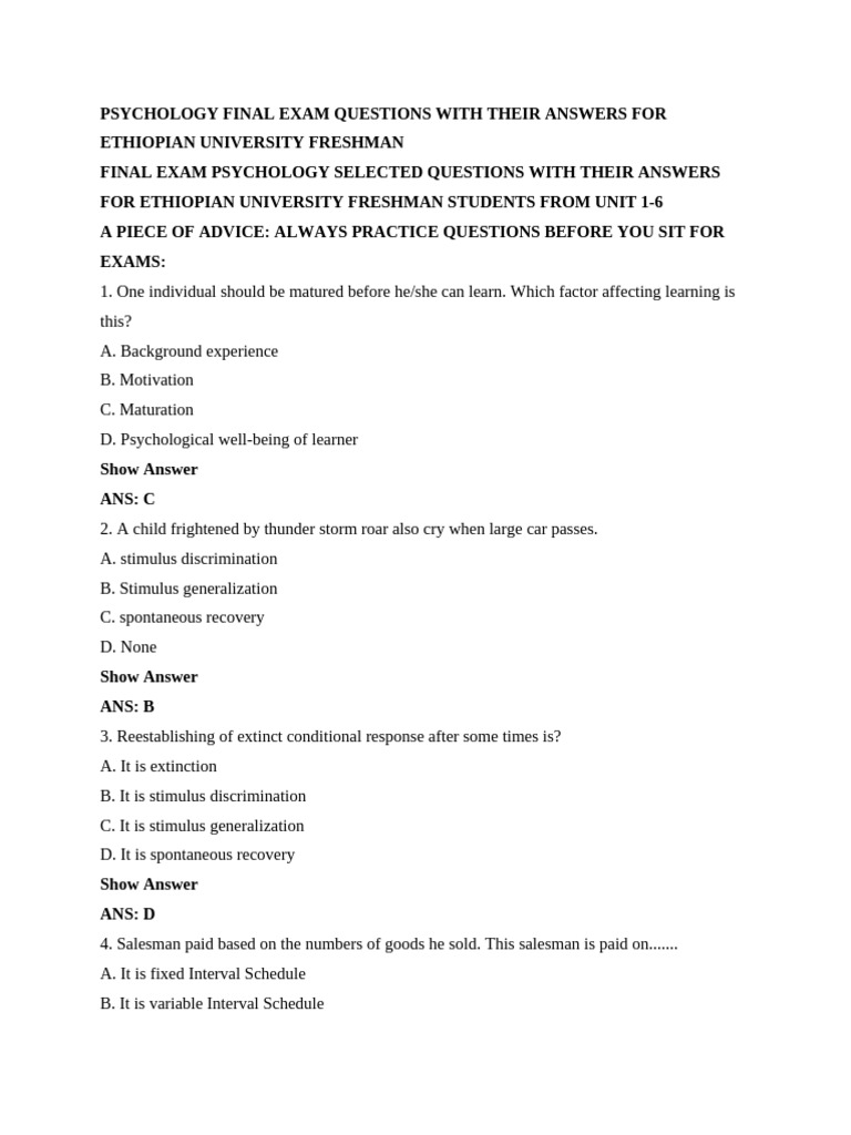 Psychology Final Exam | PDF | Memory | Reinforcement