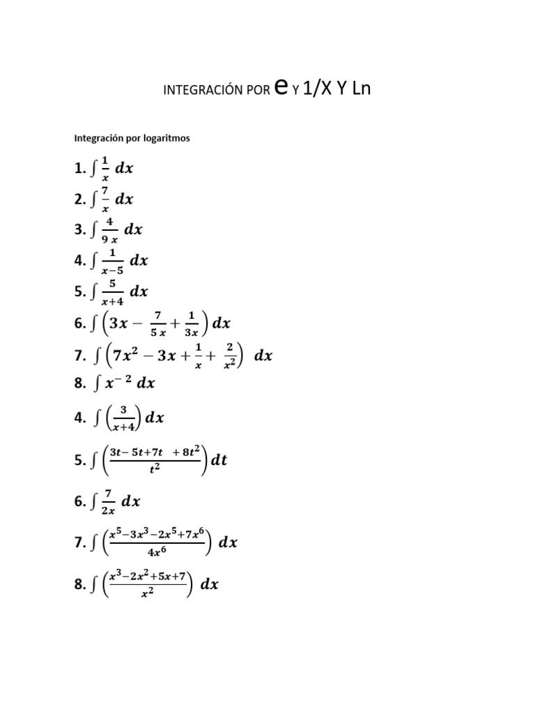 Taller 2 - Integración Por Euler, 1x y LN 2025 | PDF