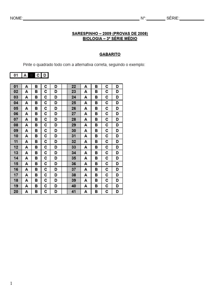 Provas Saresp 2008 Biologia 3 Série em | PDF | Anticoncepcionais ...