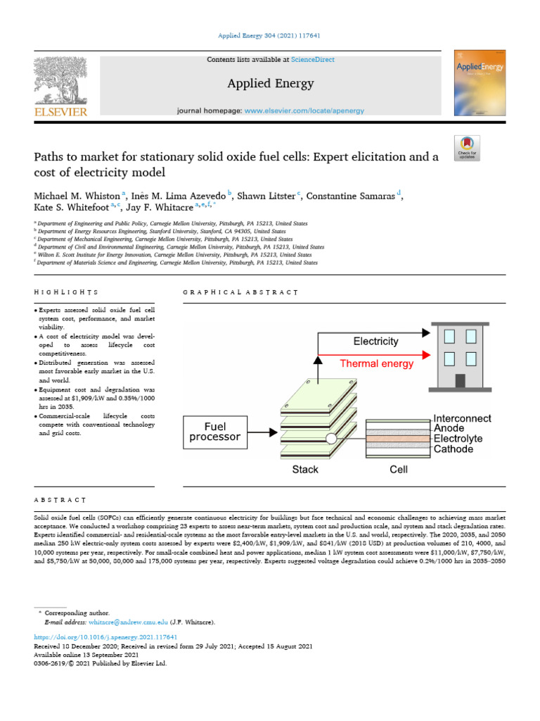 Paths To Market For Stationary Solid Oxide Fuel Cells, 2021 | PDF ...