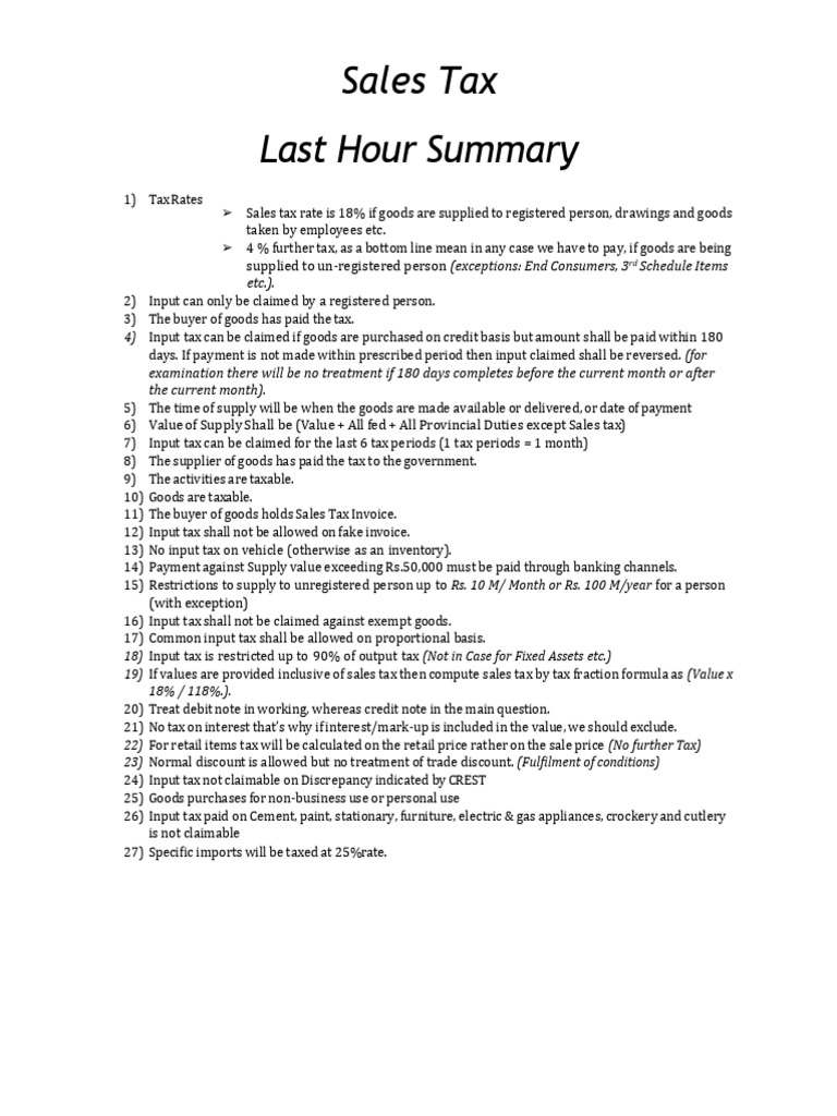 Sales Tax Last Hour Summary | PDF | Taxes | Sales Taxes In The United ...