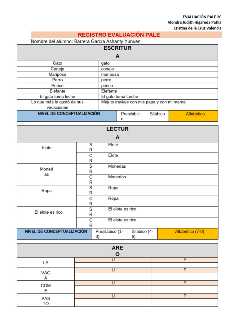 Evaluación PALE 2C: Escritura y Lectura | PDF | Animales domesticados ...
