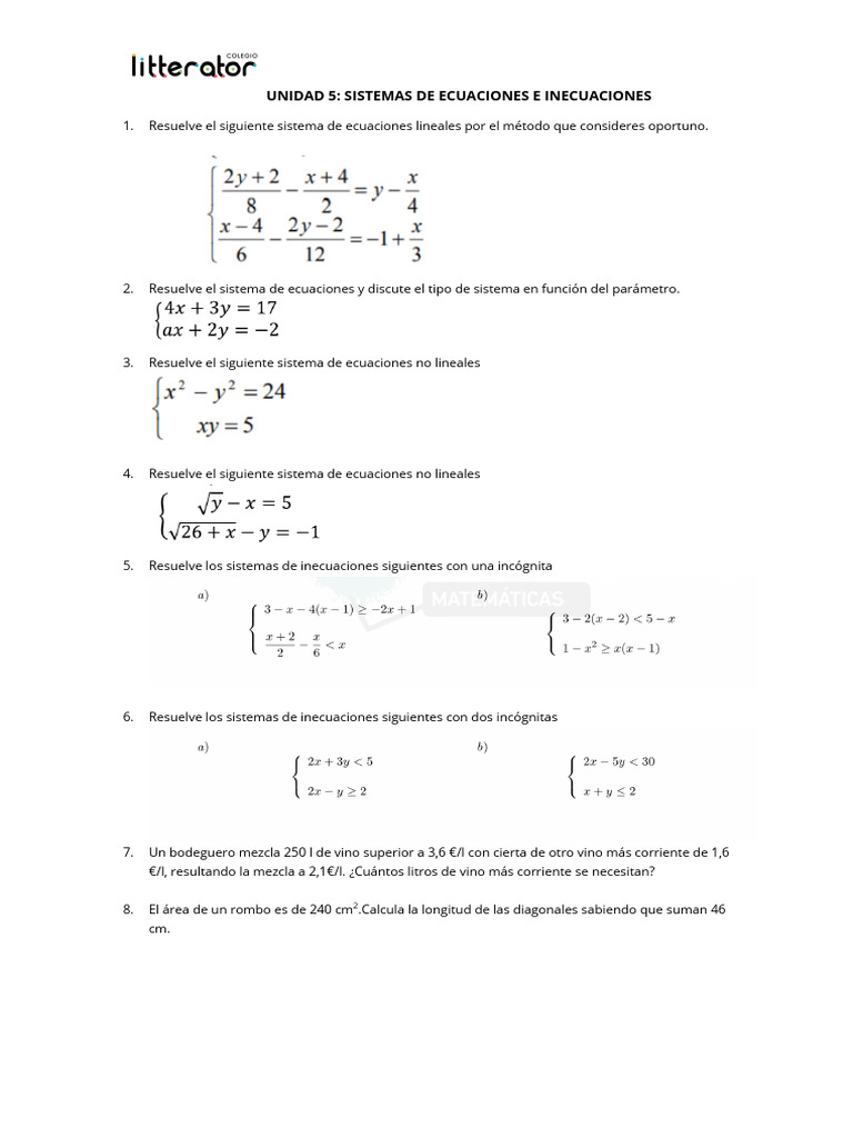 Sistemas de Ecuaciones e Inecuaciones | PDF