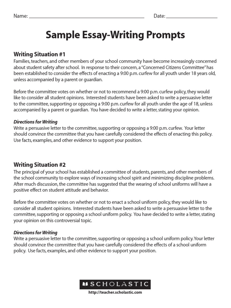 Writing Prompts | PDF