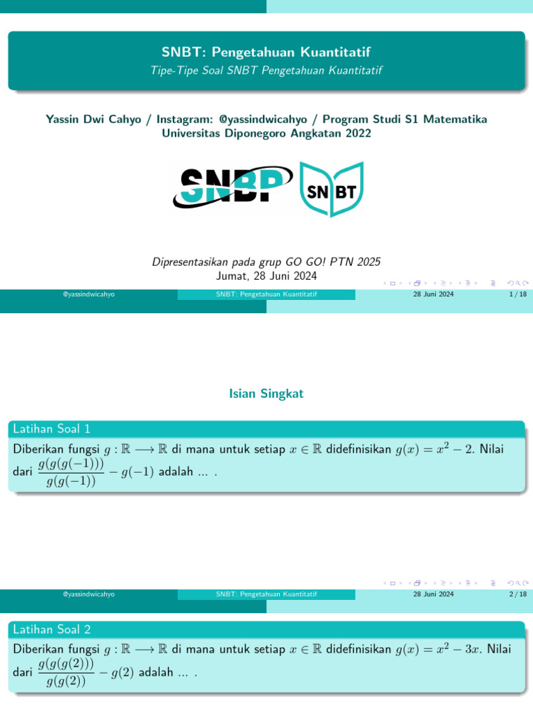 Soal SNBT Pengetahuan Kuantitatif 2024 | PDF