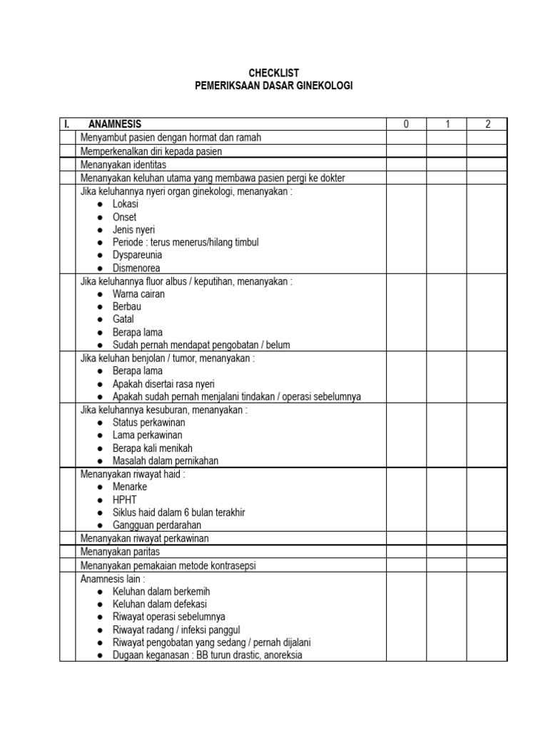Checklist OSCE | PDF