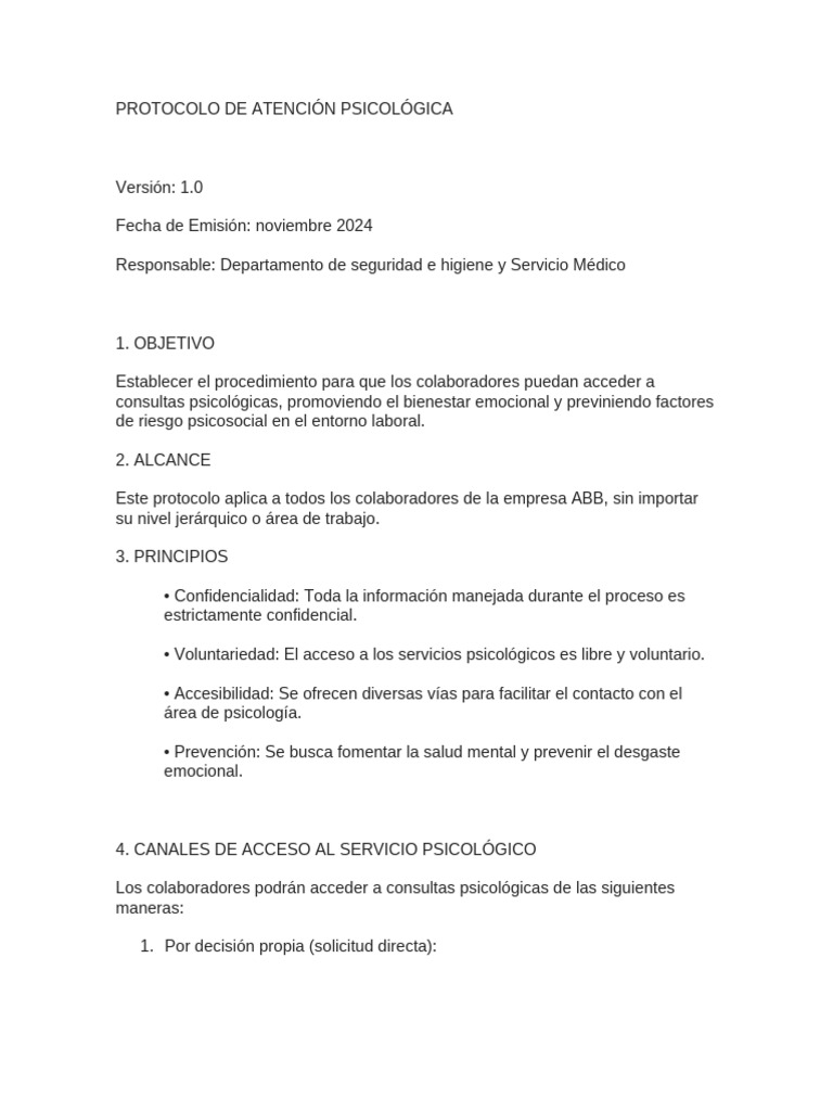 Protocolo de Atención Psicológica ABB | PDF | Sicología