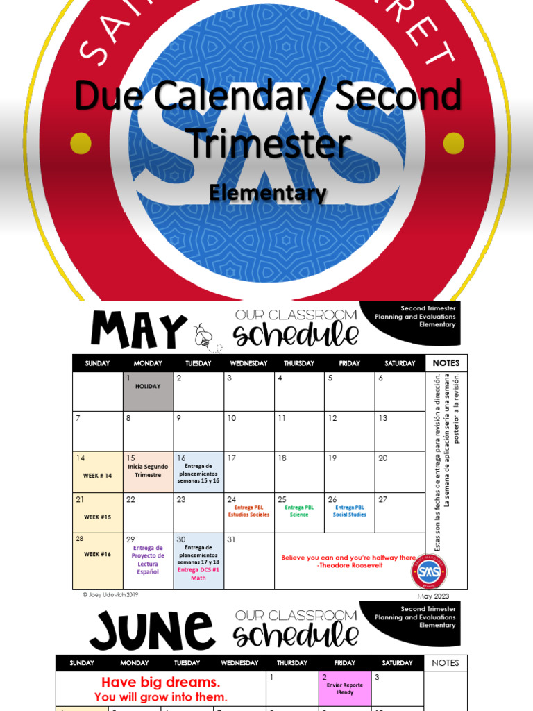 Due Date Calendar Second Trimester Las Version May 3rd | PDF