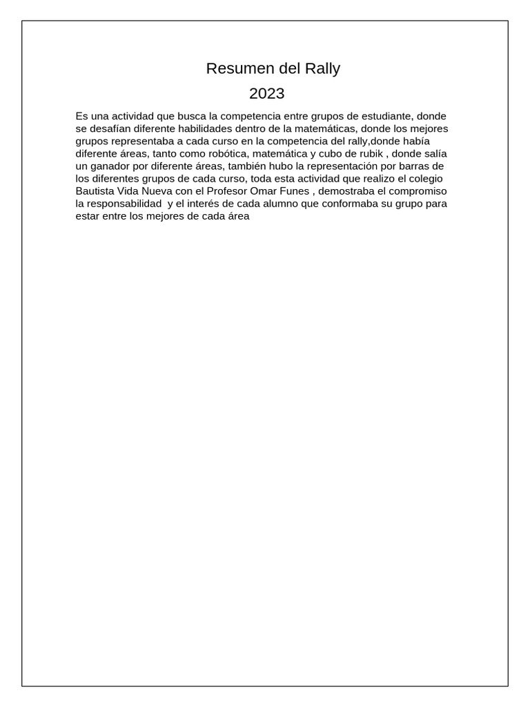 Resumen Del Rally .. | PDF