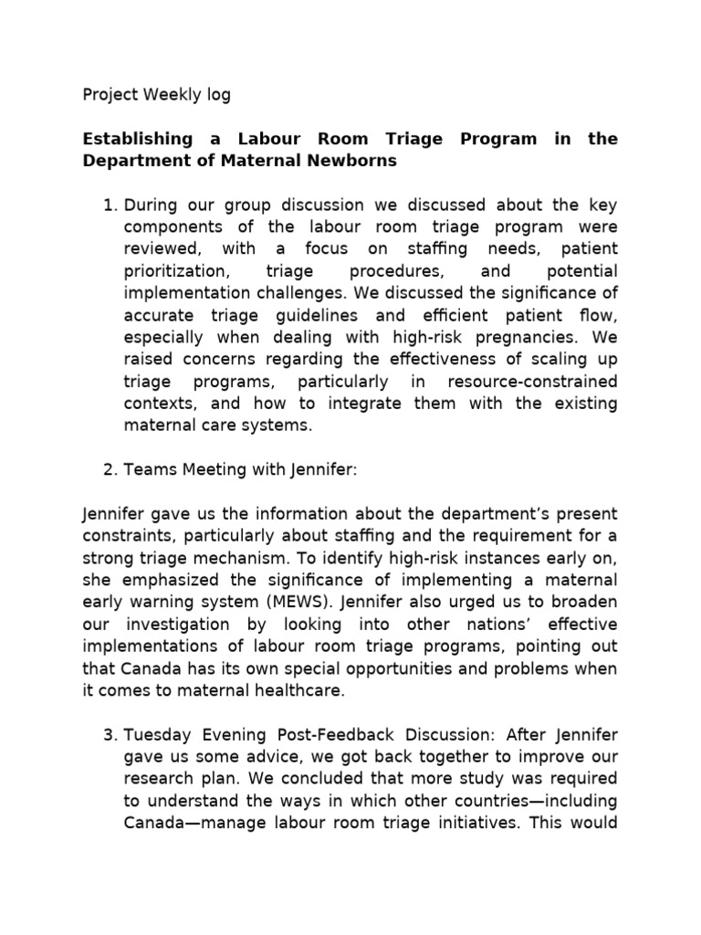 PROJECT WEEK 2 Log | PDF