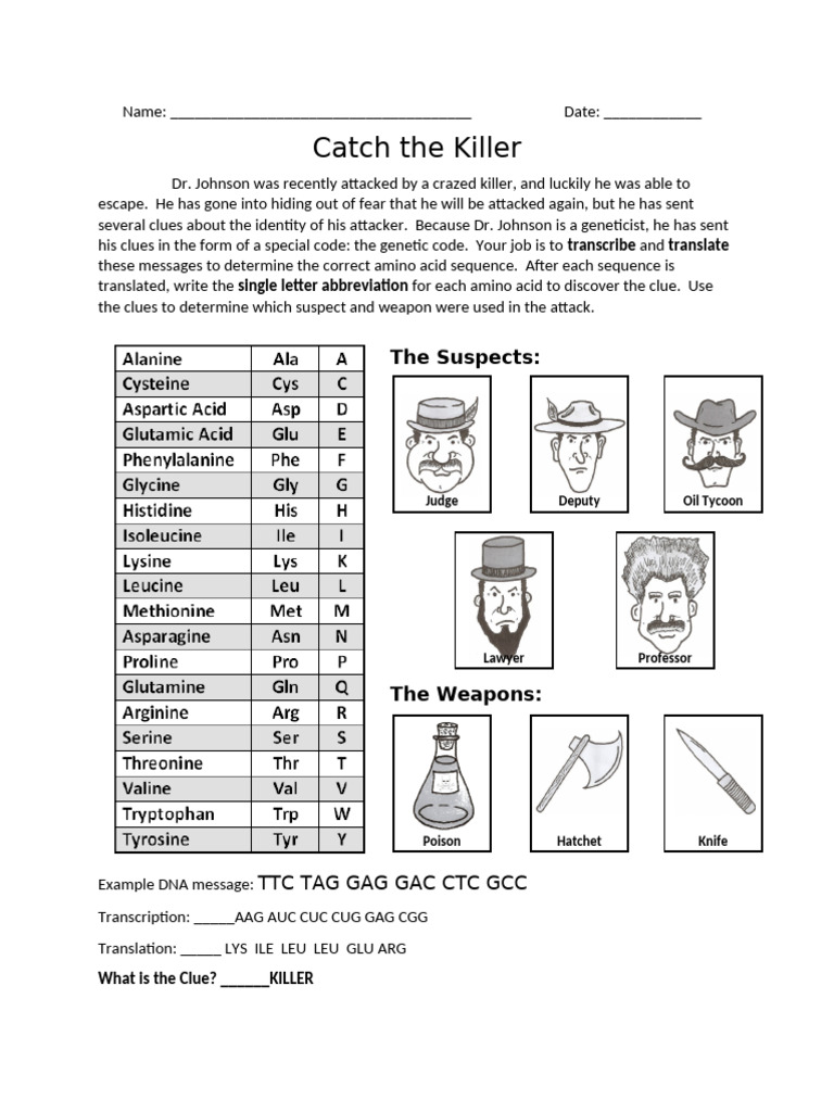 DNA secret code Reg student version | PDF | Translation (Biology) | Dna
