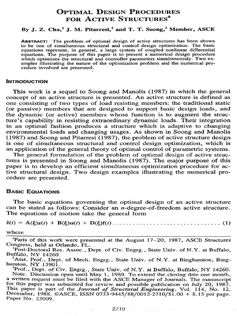 Optimal Design Procedures For Active Structures | PDF | Mechanics ...