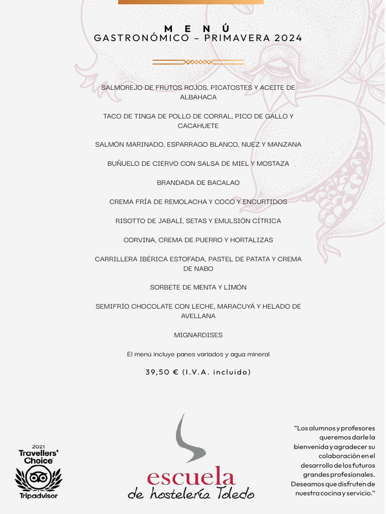 Menú Gastronómico Primavera 2024 | PDF