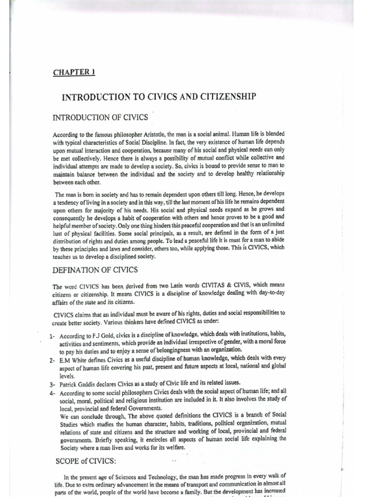 Civics and Community Management Notes | PDF