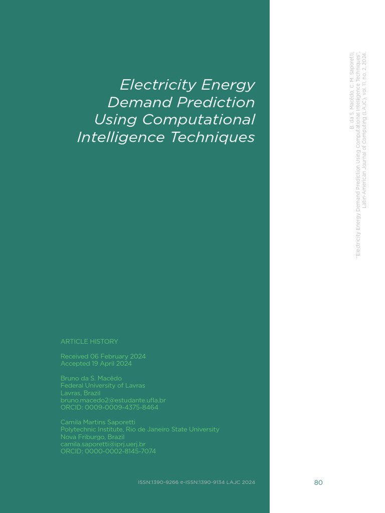 Electricity Energy Demand Prediction Using Computational Intelligence ...