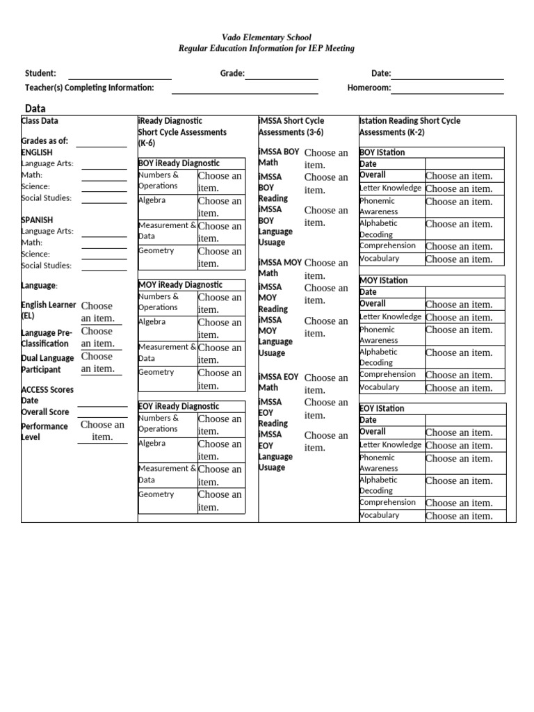 Identifying Reading Weaknesses in IEP | PDF | Reading Comprehension ...