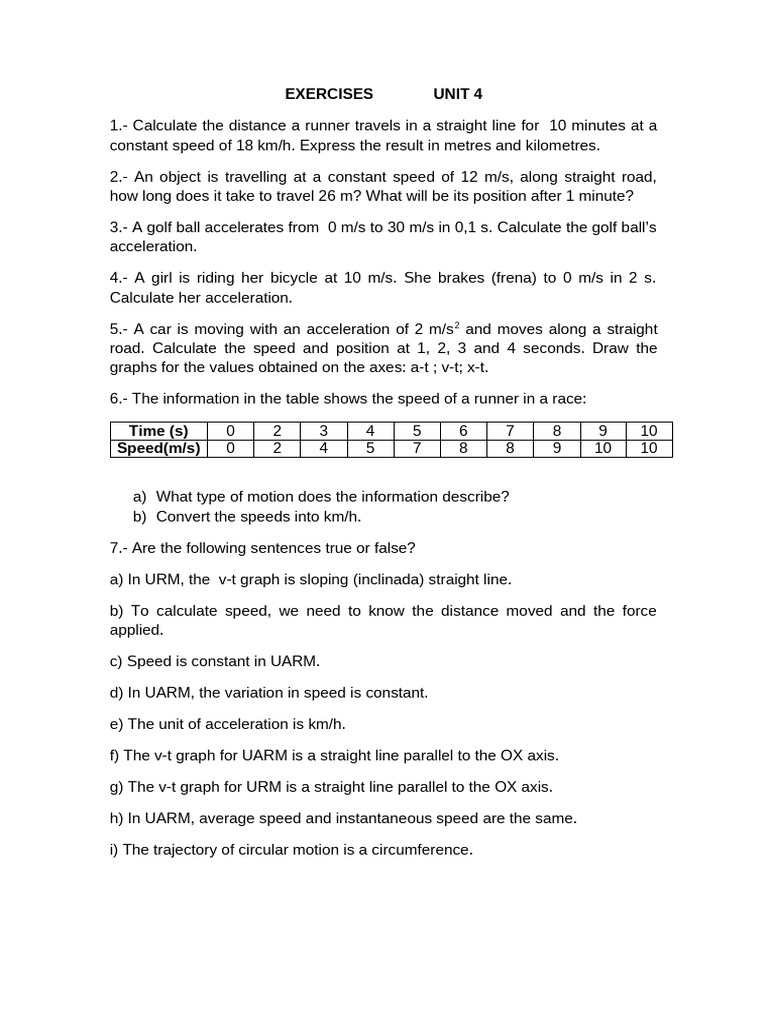 Exercises Unit 4 I | PDF