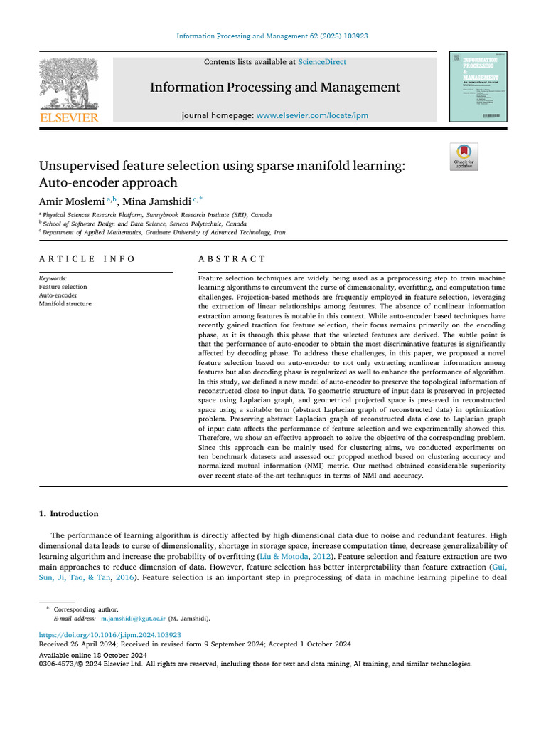 Sparse Manifold Transform for Feature Selection | PDF | Matrix ...