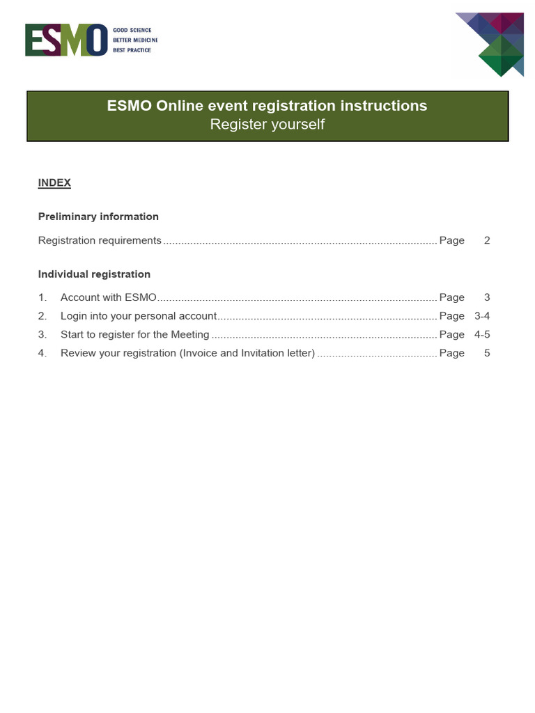 ESMO-Individual-Event-Registration-Instructions | PDF | Wire Transfer
