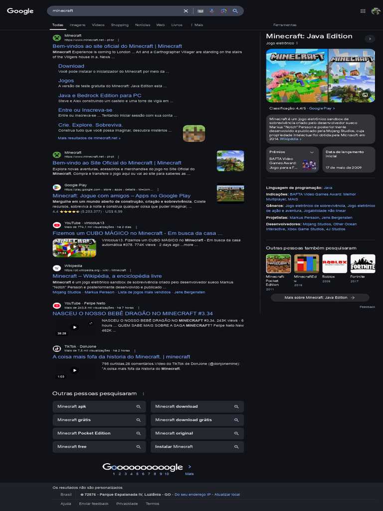 Minecraft - Pesquisa Google | PDF | Minecraft | Publicação eletrônica