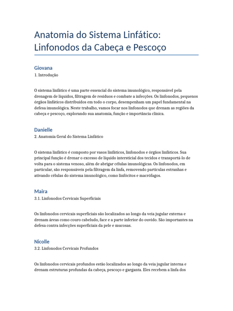 Anatomia Sistema Linfatico Linfonodos Cabeca Pescoco | PDF | Sistema ...