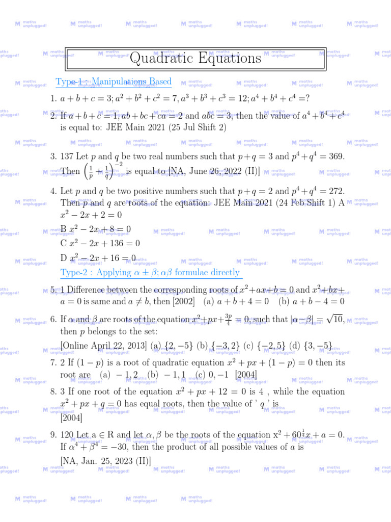 Maths Unplugged Merged | PDF | Square Root | Quadratic Equation