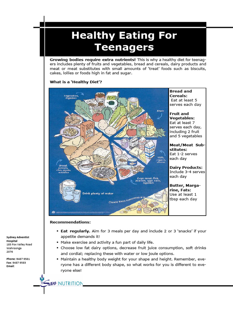 Teenager Healthy Eating Guidelines | PDF | Foods | Vitamin B12