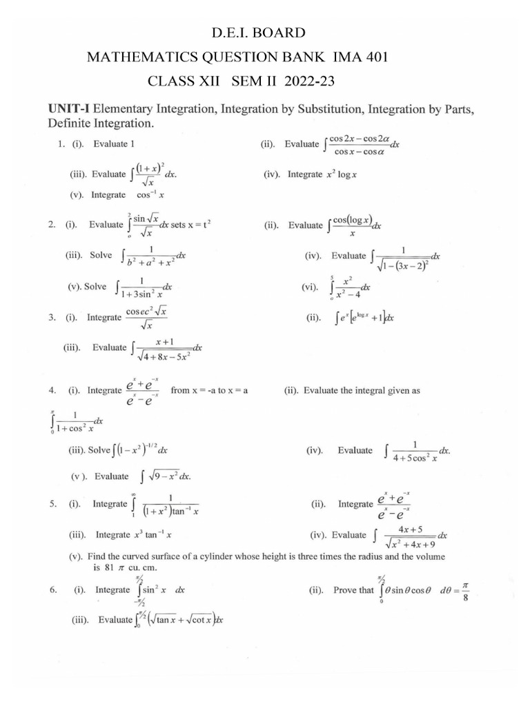 QB IMA 401 Sem II 2022-23 | PDF