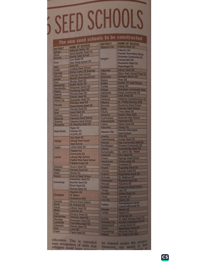 116 Seed Schools To Be Constructed | PDF