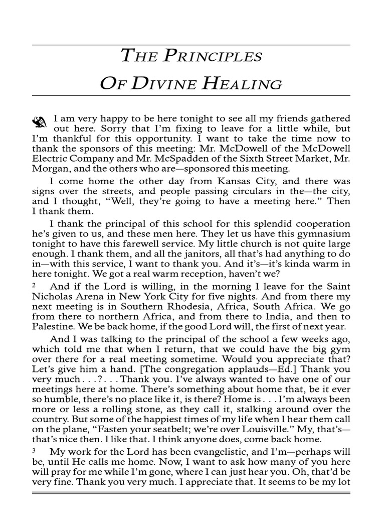 Principles of Divine Healing Explained | PDF | Jesus | Faith Healing