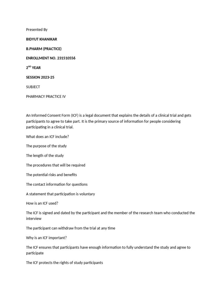 An Informed Consent Form - PPT | PDF