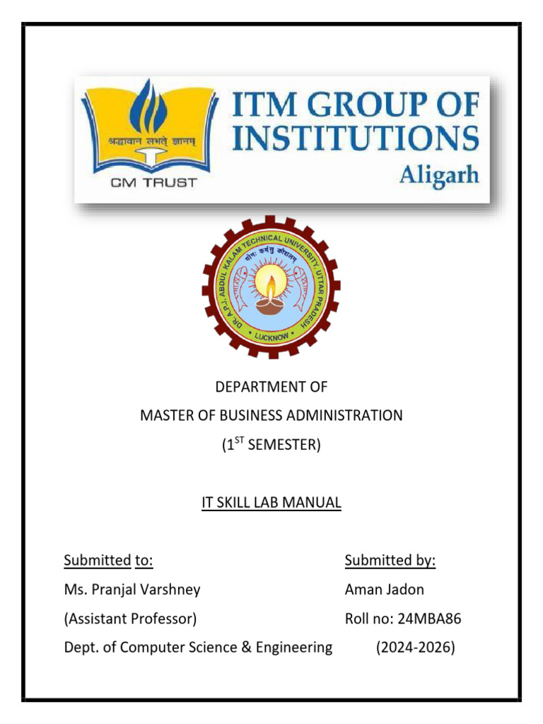 MBA IT Skill Lab Manual 2024-2026 | PDF